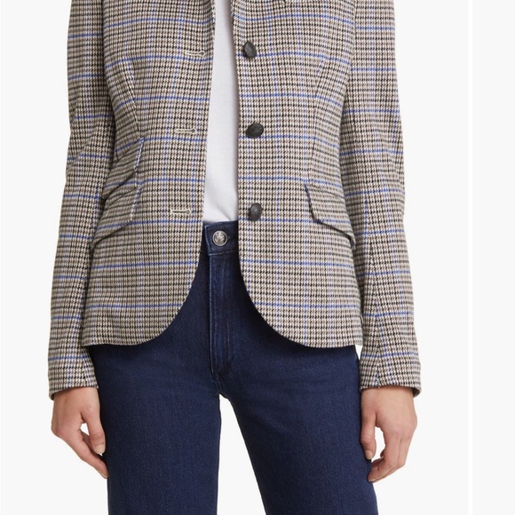 Frame Denim | Jackets & Coats | Frame Denim Slade Blue Plaid Blazer ...